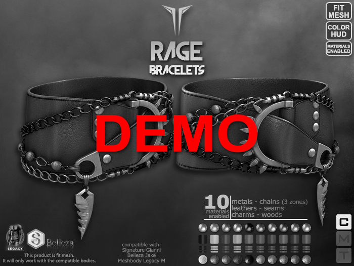 Second Life Marketplace - **RE** RAGE Bracelets DEMO
